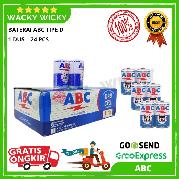 Jual Batre Baterai Battery ABC Biru Dry Cell Tipe D Besar R20 - Isi 24 ...