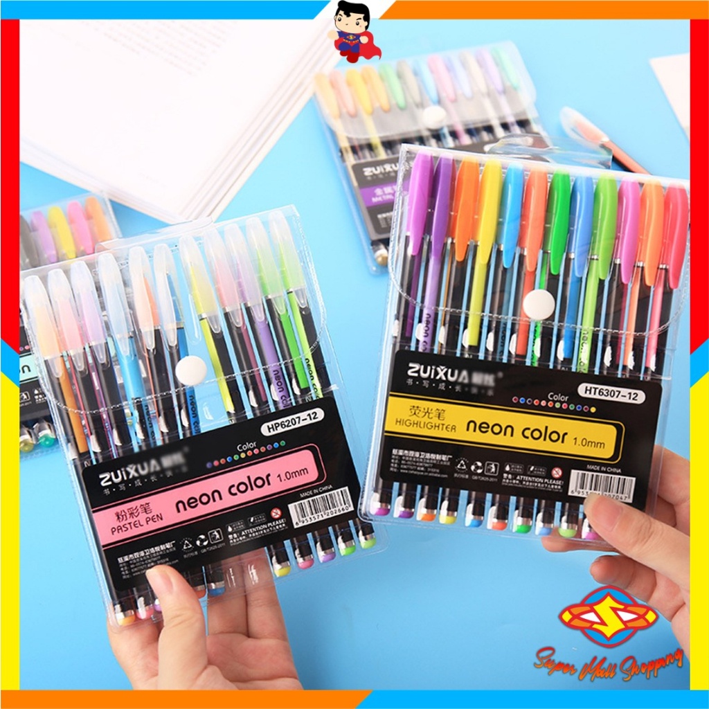 Jual SMS Pena Glitter Metalik 1.0mm Isi 12pcs Pulpen Warna Warni Tinta ...