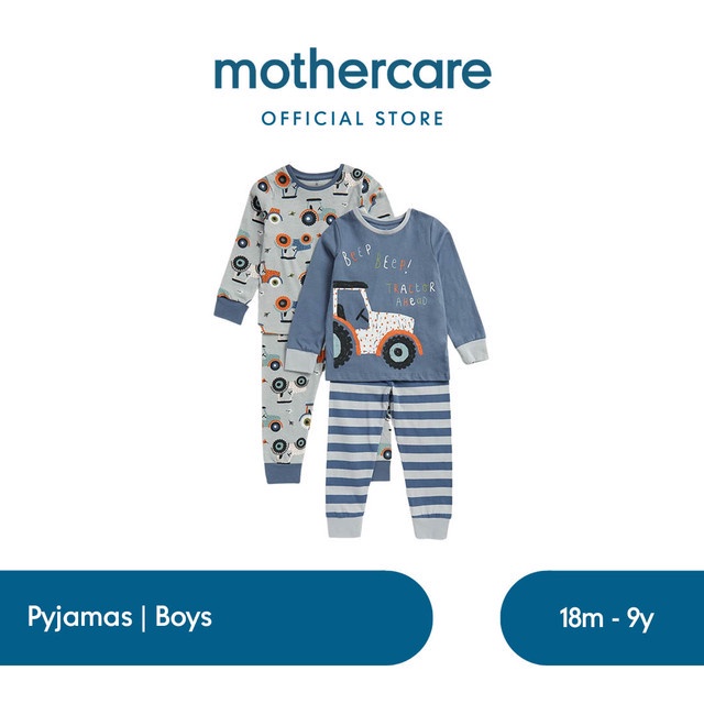 Jual Mothercare Tractor Pyjamas - 2 Pack - Set Piyama Anak Laki-laki ...