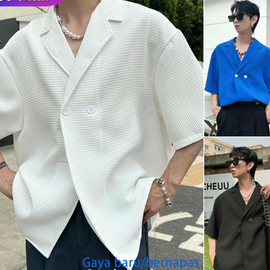 Jual Kemeja Lengan Dek Pria Kemeja Pria One Set Pria Korean Style ...