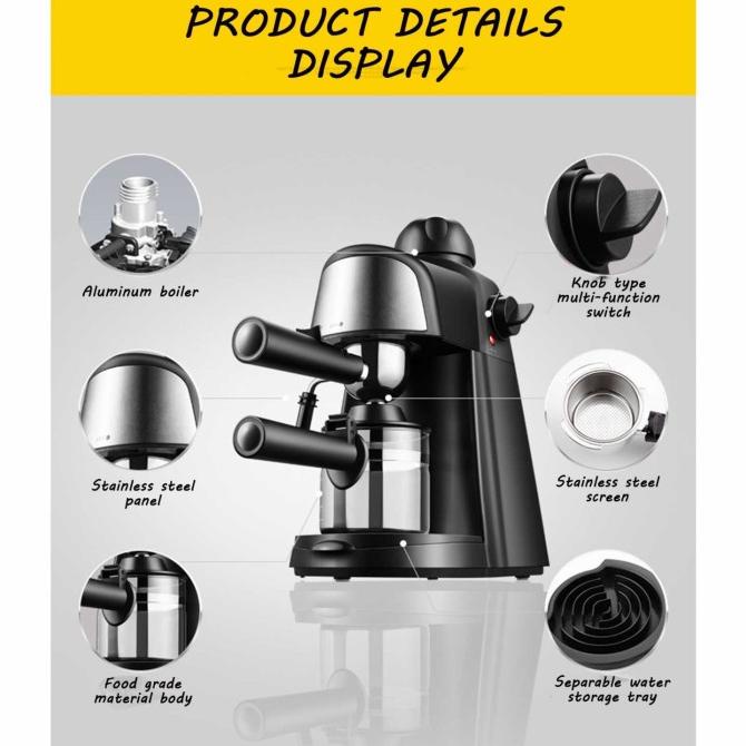 Jual Mesin Kopi Espresso Steam Wand 800W 15 bar Coffee Machine ...