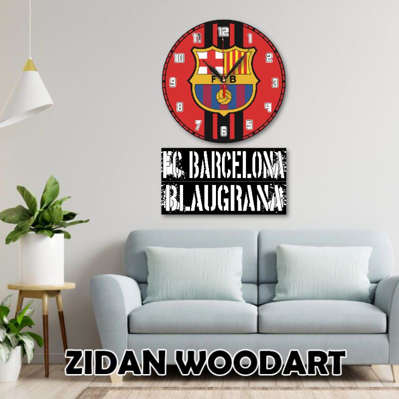 Jual JAM DINDING KAYU CUSTOM HIASAN DINDING LOGO CLUB BOLA FC BARCELONA ...