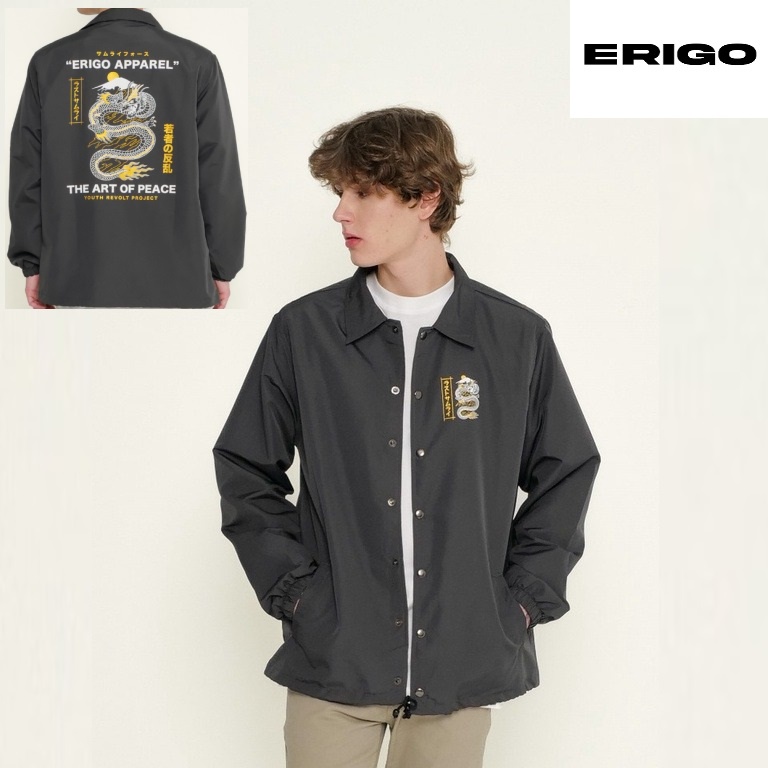 Jual Erigo Coach Jacket Art Of Peace Dark Grey Unisex L | Shopee Indonesia