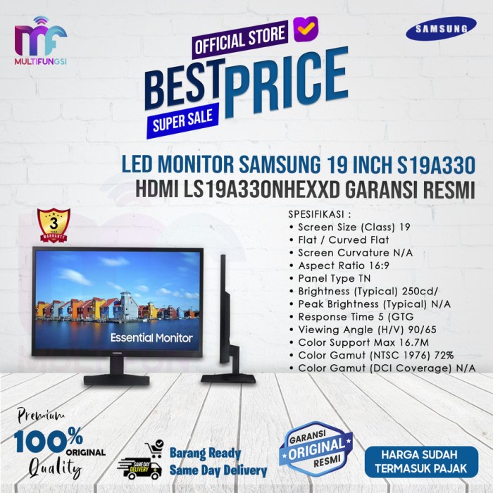 Jual Monitor Samsung S19F350 19" Inch FHD LCD LED Monitor VGA Garansi ...