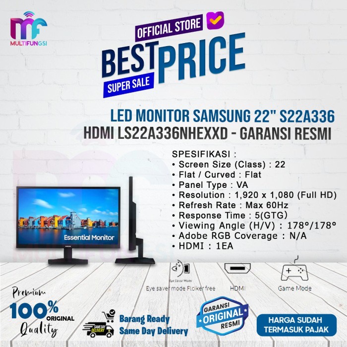 Jual LED Monitor Samsung 22" S22A336 HDMI LS22A336NHEXXD - Garansi ...