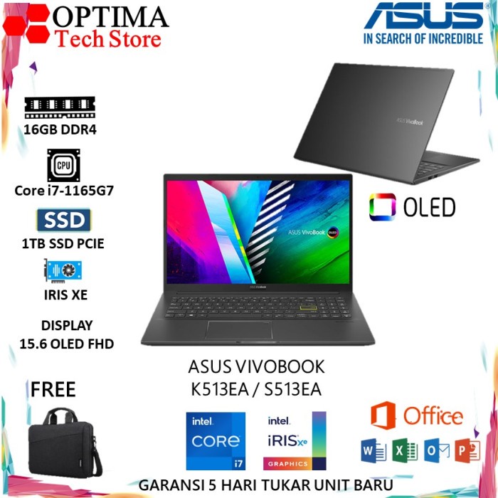 Jual ASUS vivobook K513EA/S513EA OLED i7-1165G7 24GB 512GB SSD 15.6 FHD ...