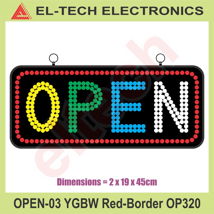 Jual LED Logo Sign Board Tanda Buka OPEN-3 Merah Kuning Hijau Biru ...