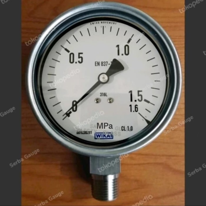 Jual Original Wika Pressure Gauge 4 Inch Bottom 0-16 Mpa 1/2 Inch Npt Ss Terbaru | Shopee Indonesia