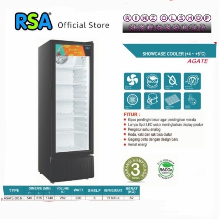 Jual [Baru] Showcase Rsa Agate-300R Lemari Pendingin Cooler Agate300R ...