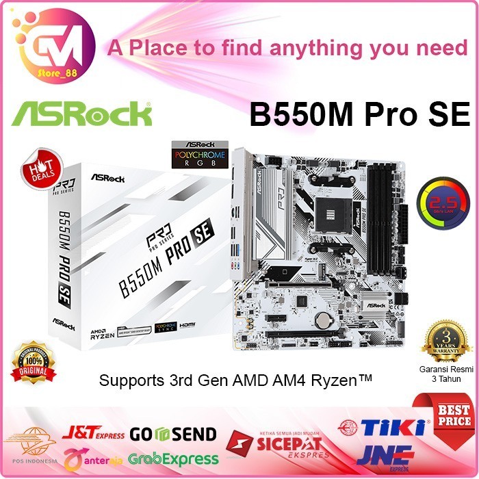 Jual ASROCK Motherboard B550M Pro SE B550 M mATX DDR4 AM4 AMD Mobo B ...