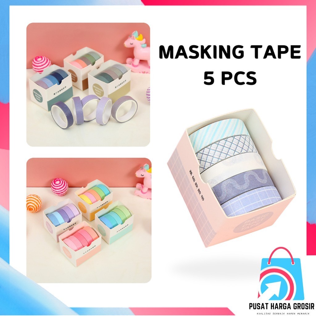 Jual PHG - Masking Tape Set 5pcs Essential Collection Isi 5 Selotip ...