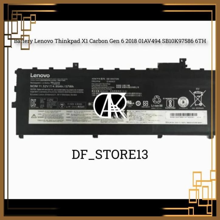 Jual [DFS] BATTERY LENOVO THINKPAD X1 CARBON GEN 6 MODEL : 01AV494 ...