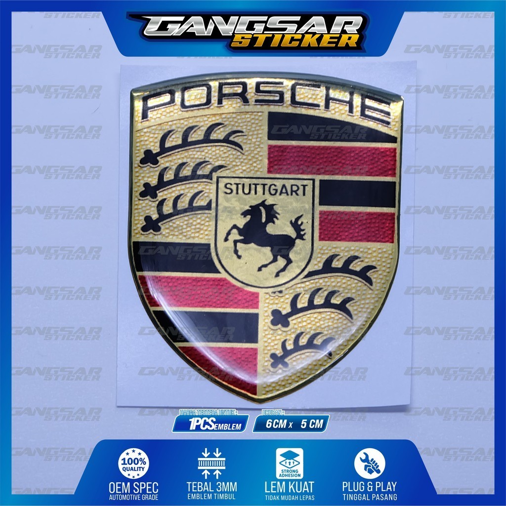 Jual Emblem logo porsche / emblem timbul porsche / sticker porsche ...
