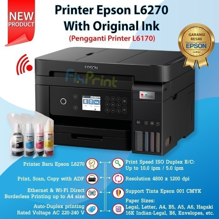 Jual Printer Epson Ecotank L6270 L 6270 Scan Copy Wifi Duplex Adf Tinta ...