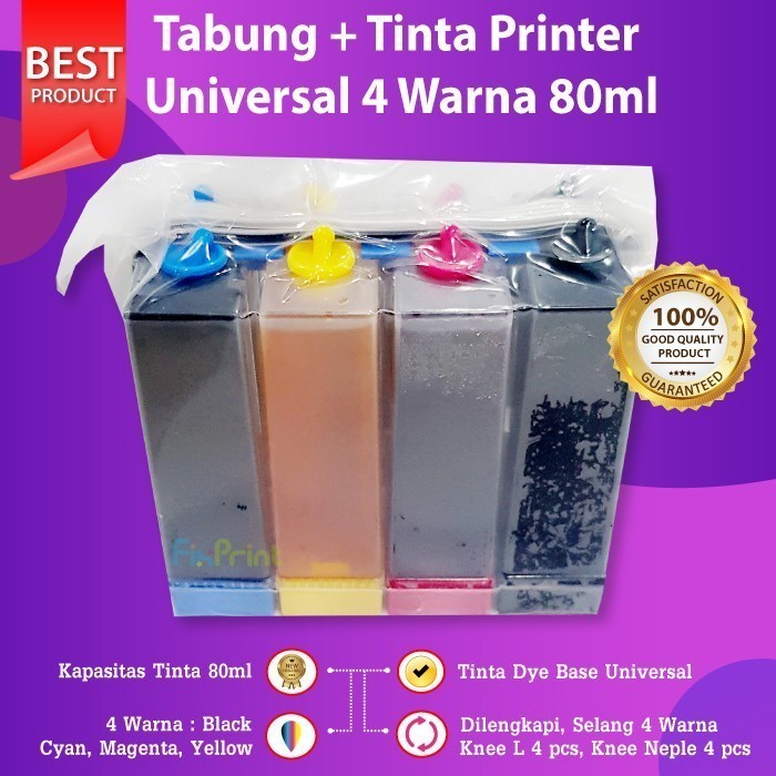 Jual Tabung Infus + Tinta Printer Universal Ink 80Ml Plus Selang Dan ...