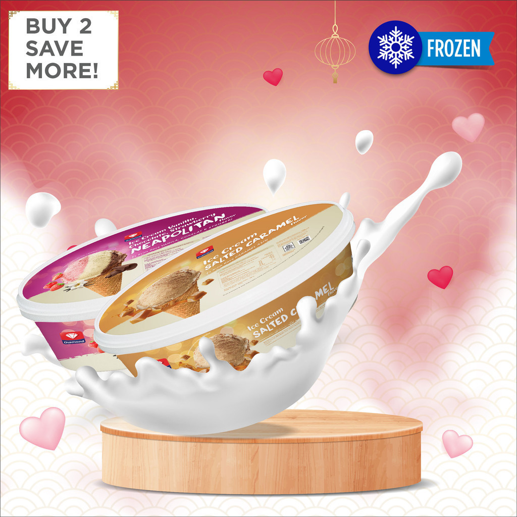 Jual DIAMOND ICE CREAM NEAPOLITAN 700 ML & ICE CREAM SALTED CARAMEL 700 ...