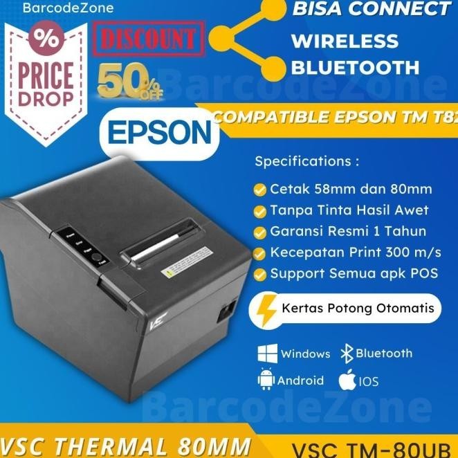 Jual Printer Kasir/Ppob Thermal 80Mm Vsc Tm-80Ub Android (Usb+Bluetooth) | Shopee Indonesia