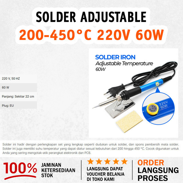 Jual Solder Iron Cepat Panas Mudah Digunakan Tip Kelas Tinggi Dengan Pengaturan Temperature 60W ...