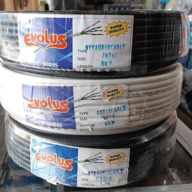 Jual KABEL LISTRIK HITAM SERABUT EVOLUS 2X0.75 EVOLUS 50 METER | Shopee Indonesia