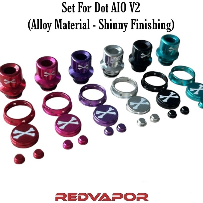 Jual X Bone Shiny Aluminium Button Set Driptip 510 For Dot Aio v2 ...