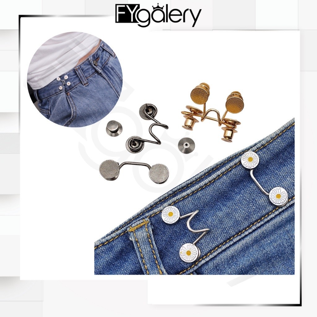 Jual FYGALERY HL0581 Kancing Jeans Logam Simple Adjustable Motif Bunga ...