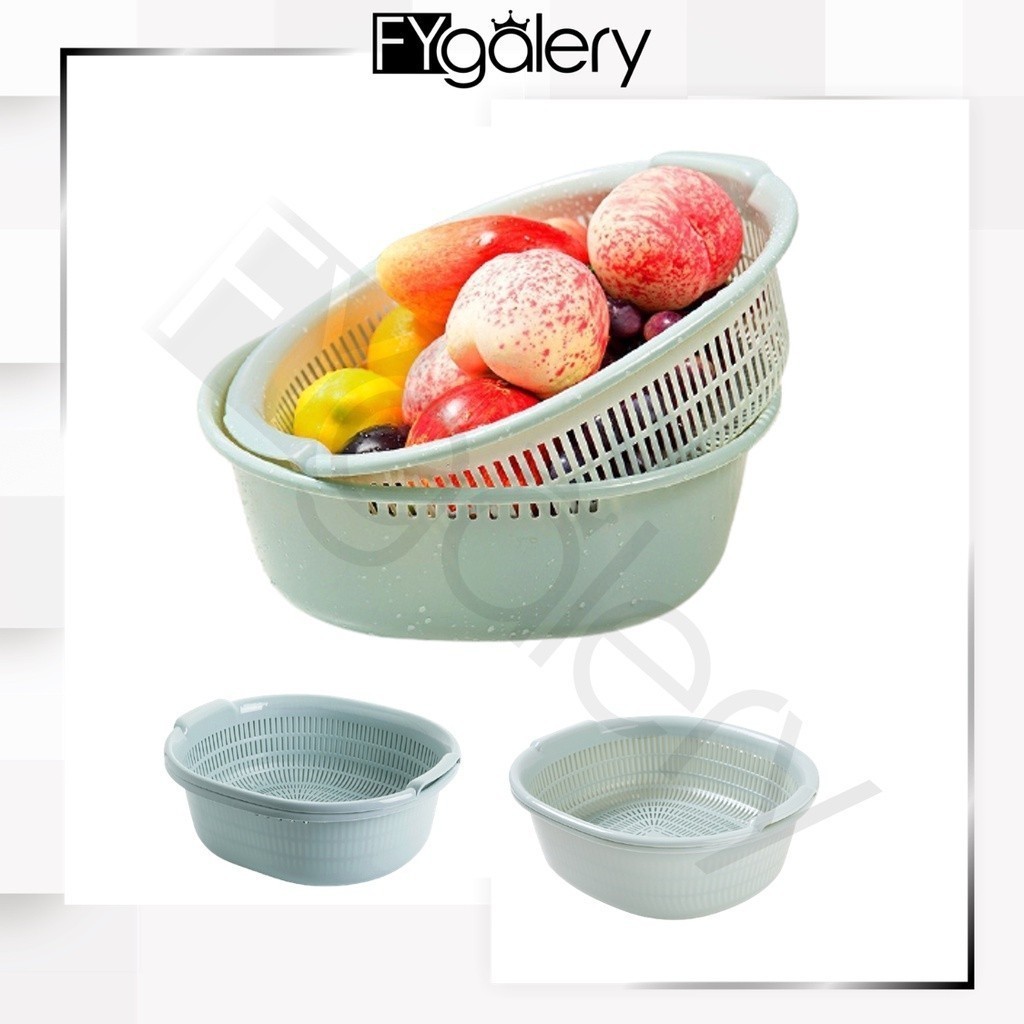 Jual FYGALERY HL0270 Baskom Pencuci Buah 2 in 1 Keranjang Saringan Buah ...