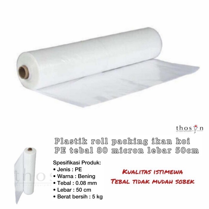 Jual Plastik Pe Packing Ikan Koi Hidup 1 Roll 50Cm X 75Mtr Tebal 80 ...