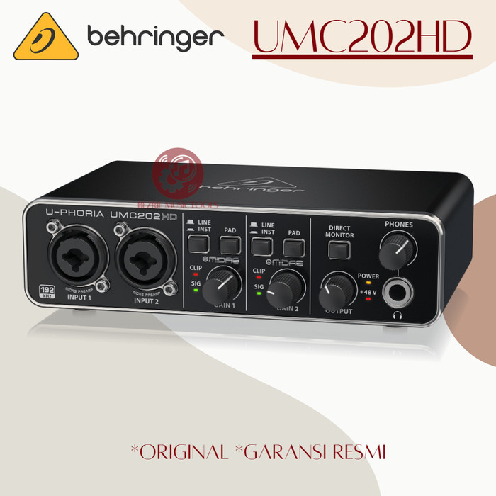Jual BEHRINGER UMC202HD USB AUDIO INTERFACE WITH MIDAS MIC ...