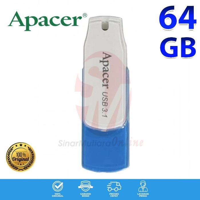 Jual PROMO FLASHDISK APACER USB 3.2 GEN1 AH357U 64GB BLUE #ORIGINAL ...
