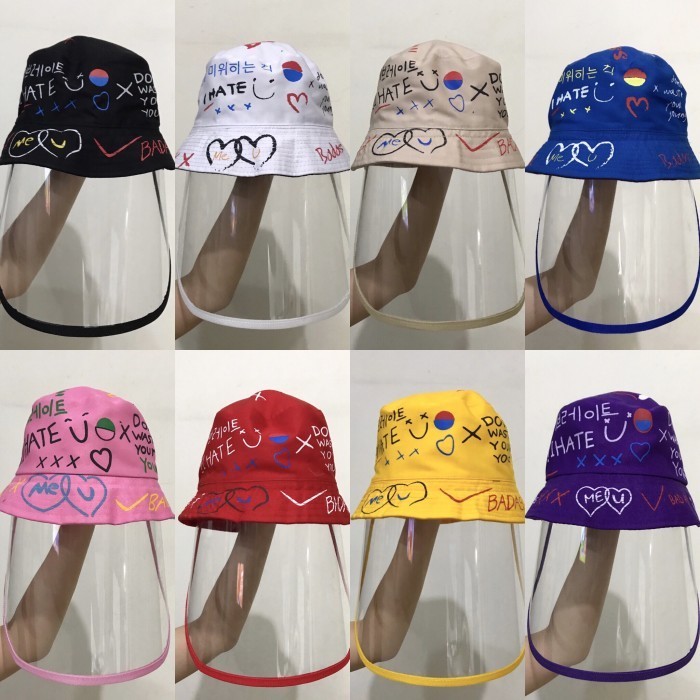 Jual Topi anti corona model korea / topi face shield korea / topi bulat ...