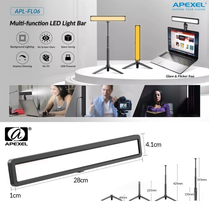 Jual Apexel LED Light Bar Kit - APL-F06 - 3 Color - For Zoom Tiktok ...