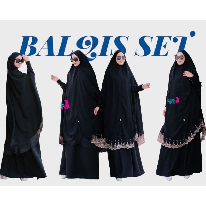 Jual Balqis Gamis Muslimah Syar'i Umroh Set Gamis Hitam | Shopee Indonesia