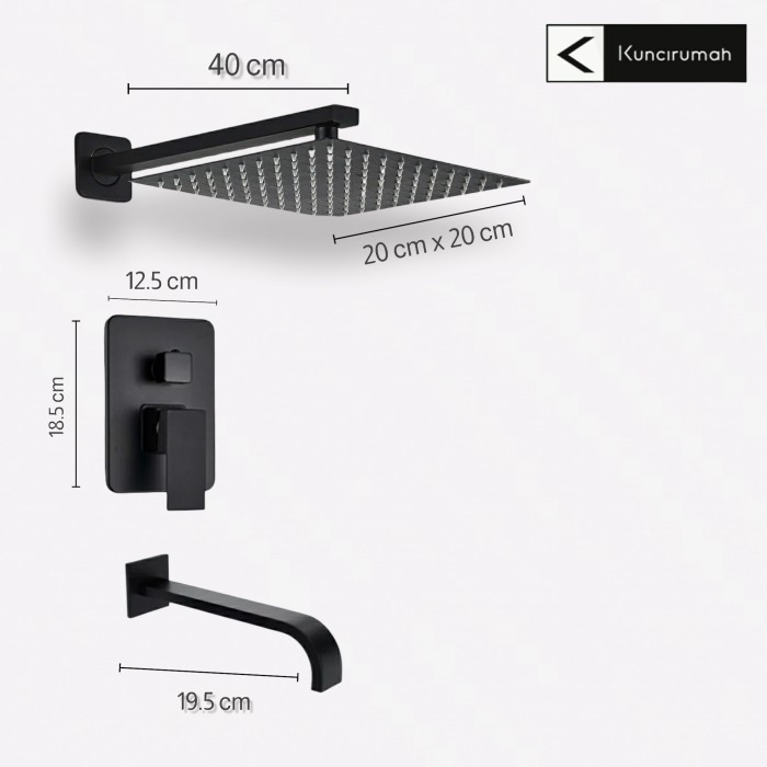 Jual Wall Shower Set Hitam / Shower Kran Tanam Bathtub Panas Dingin ...