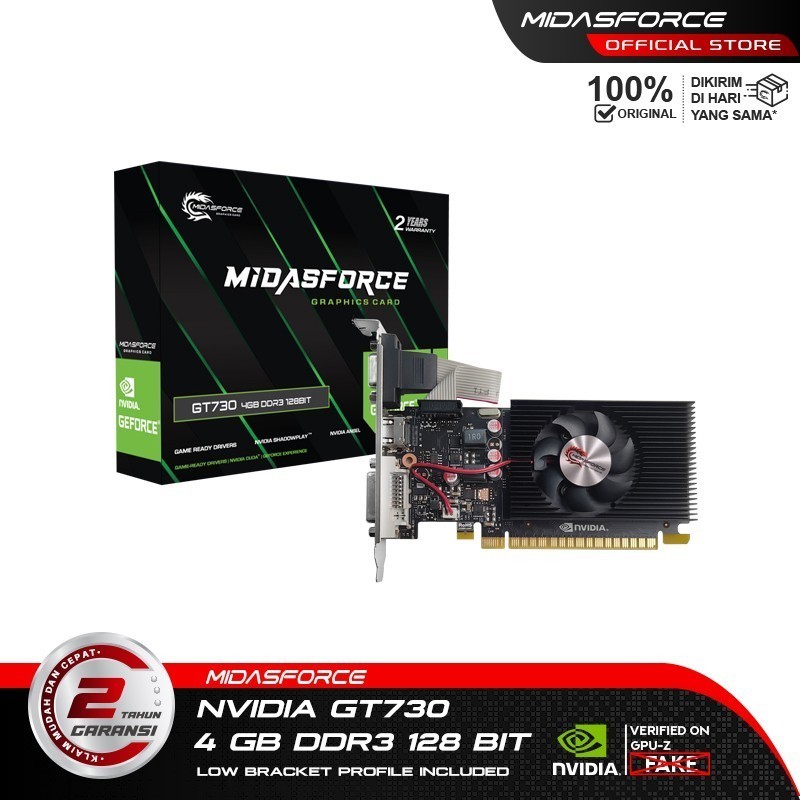 Jual VGA Midasforce GT730 Ddr3 128bit 4gb LP - Nvidia Geforce Gt 730 | Shopee Indonesia