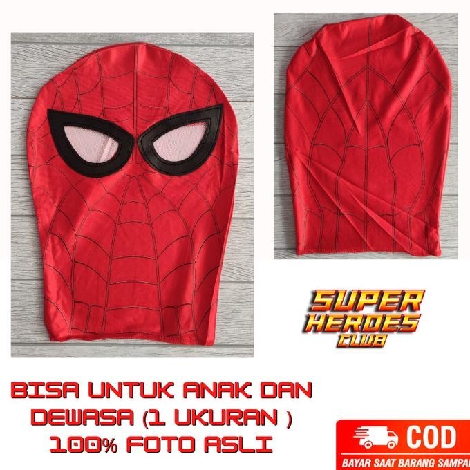 Jual Topeng Spiderman Anak Dewasa Bahan Kain Cosplay Spider Merah ...