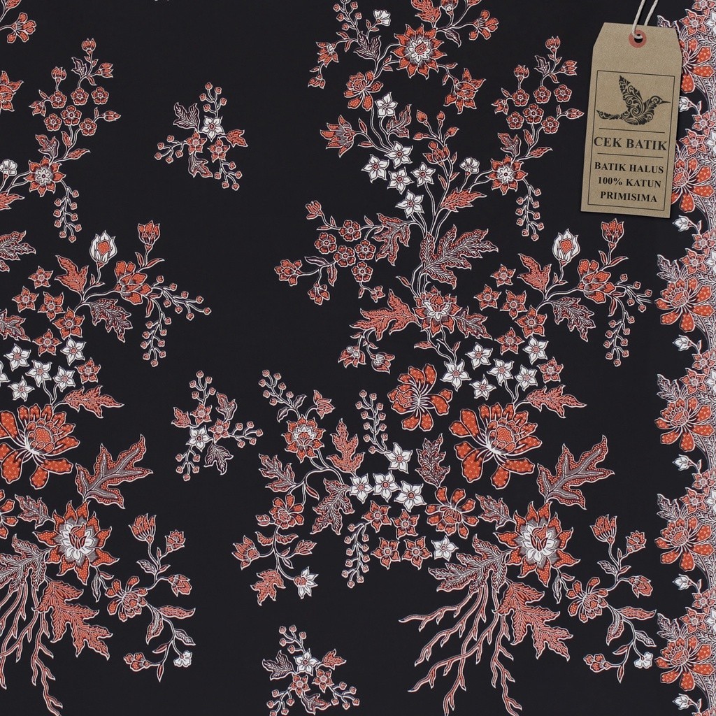 Jual Kain Batik Motif Batik Unik Hitam Manis (Bunga Orange) | Shopee ...