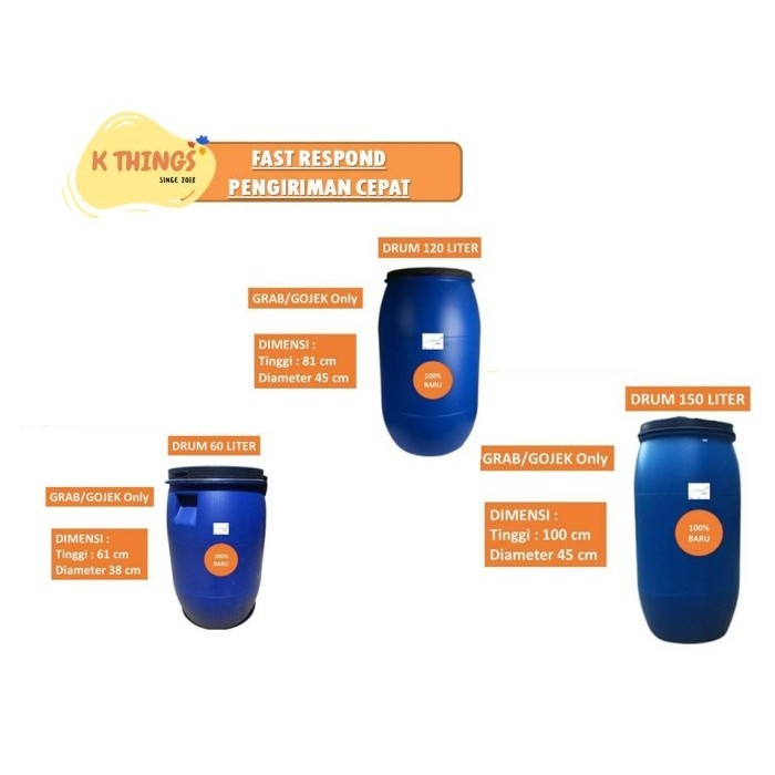 Jual Tempat penyimpanan / Tempat sampah / tong plastik 60 L Drum air ...