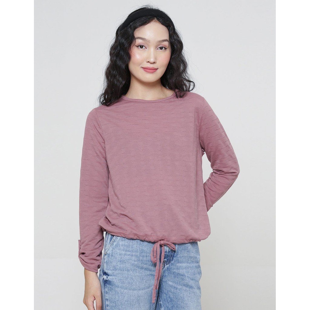 Jual Connexion Drawstring Texture Kaos Lengan Panjang Wanita 120323678 ...