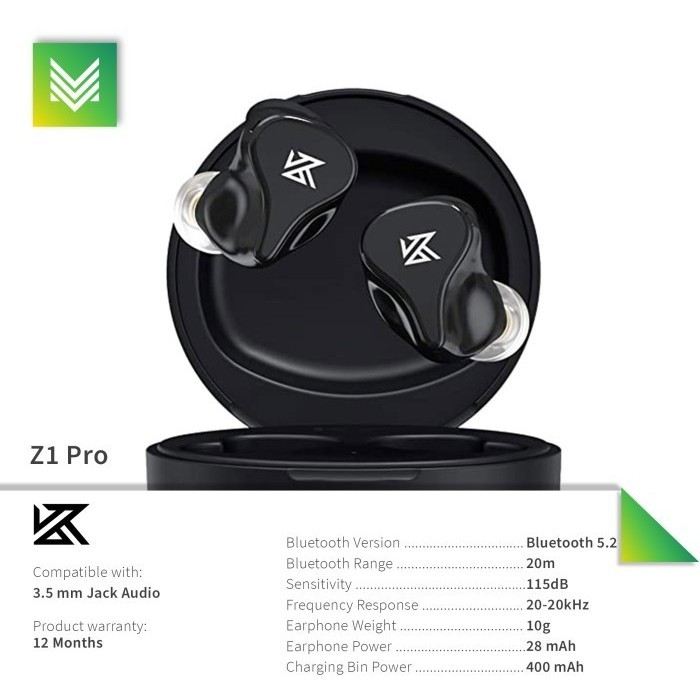 Jual KZ Z1 Pro TWS True Wireless Stereo Bluetooth 5.2 Earphone Headset ...