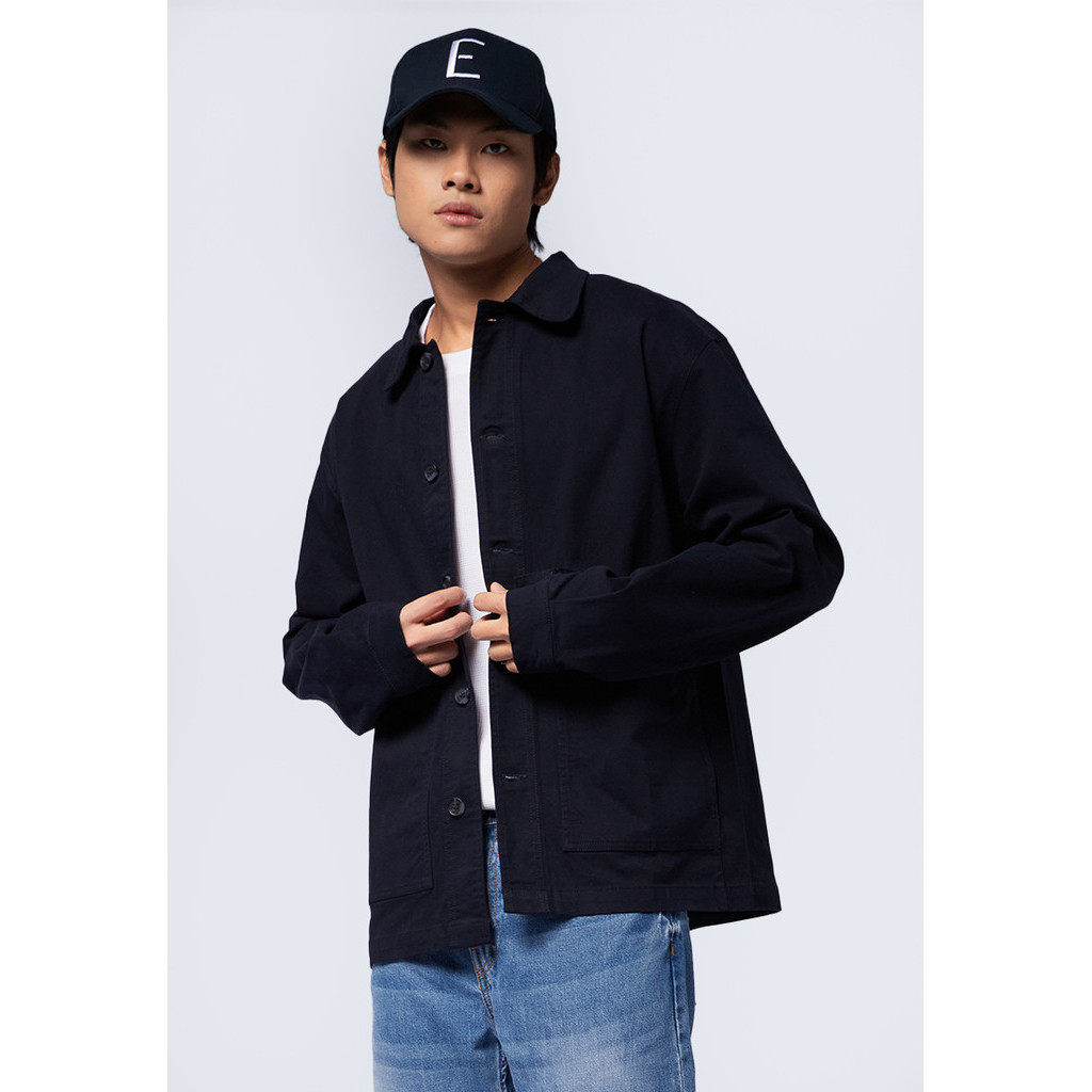 Jual Executive Double Pocket Shirt Jacket Navy | Shopee Indonesia