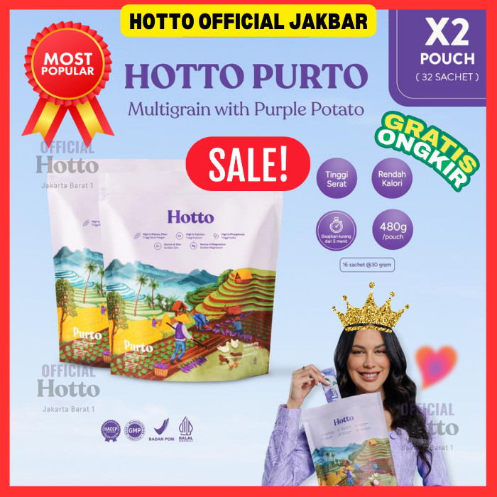 Jual Hotto Purto Oat 2 Pouch Isi @16 Sachets (TOTAL 32) (MOST ...