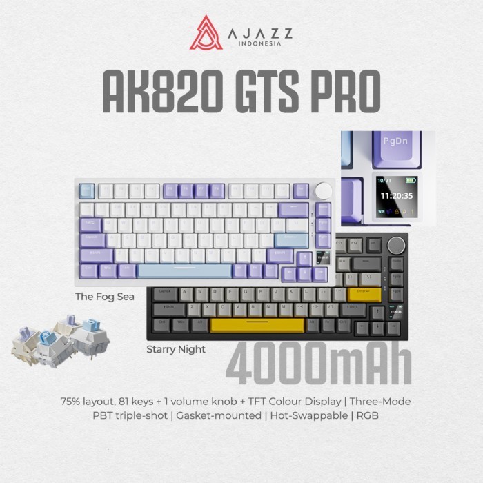 Jual Ajazz Ak820 Gts Pro 75% Mechanical Keyboard 3-E Rgb With Tft Led | Shopee Indonesia