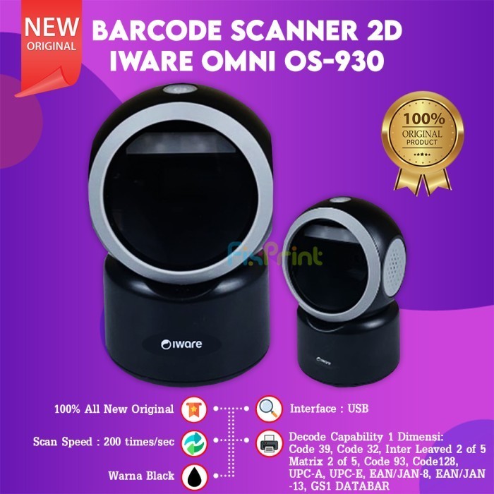 Jual Iware Barcode Scanner Os930 Omni Imager 2D Qr Code-E-Faktur Usb Os ...