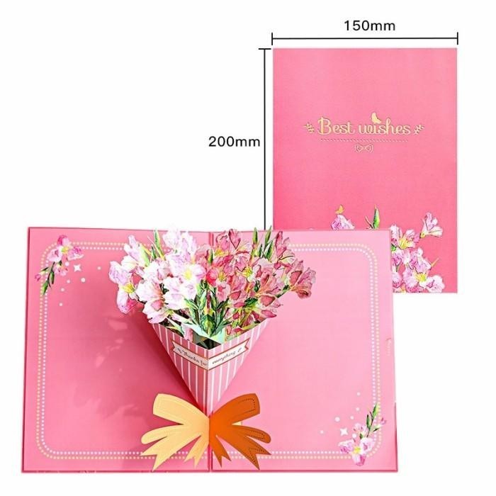 Jual Kartu Pop Up Kartu 3D Kartu Ucapan Buket Bunga Hadiah Unik ...