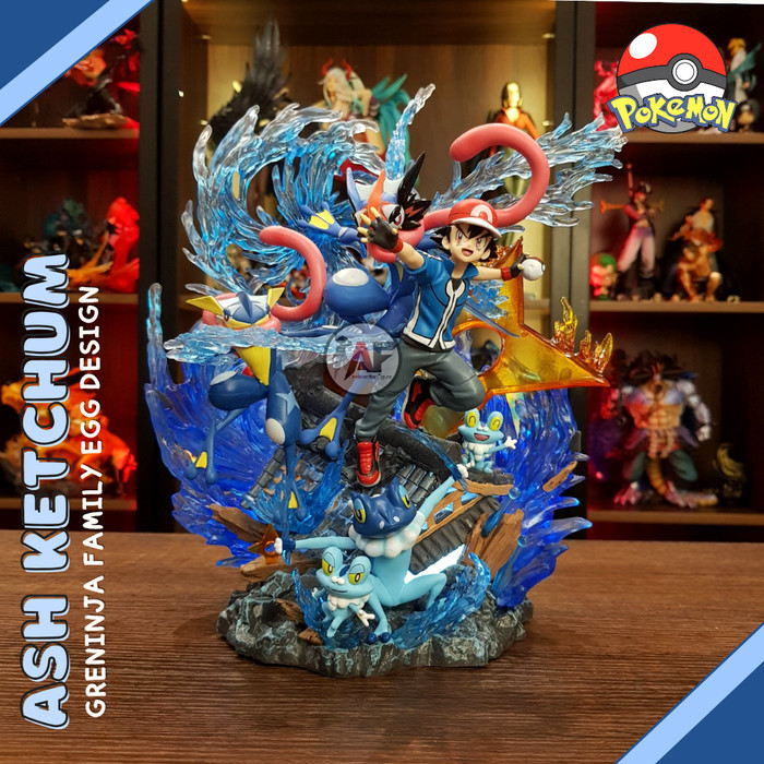 Jual Statue Pokemon Ash Ketchum Greninja Family Egg Studio Design Led ...