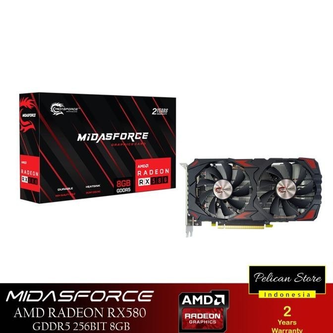 Jual MIDASFORCE AMD RADEON RX580 8GB GDDR5 256BIT GRAPHICS CARD VGA RX ...