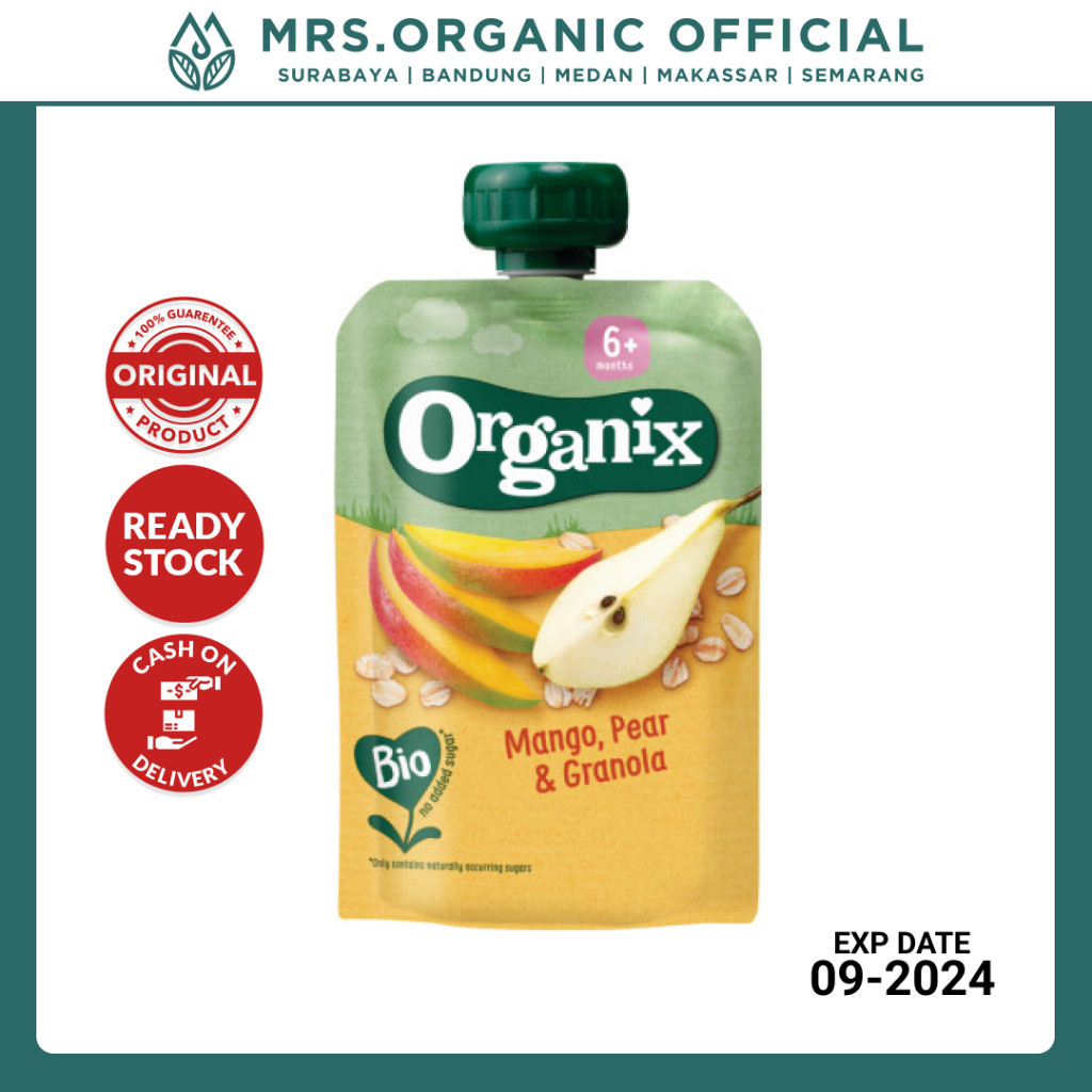 Jual Makanan Bubur Bayi Organix Mango, Pear and Granola Fruit Puree ...