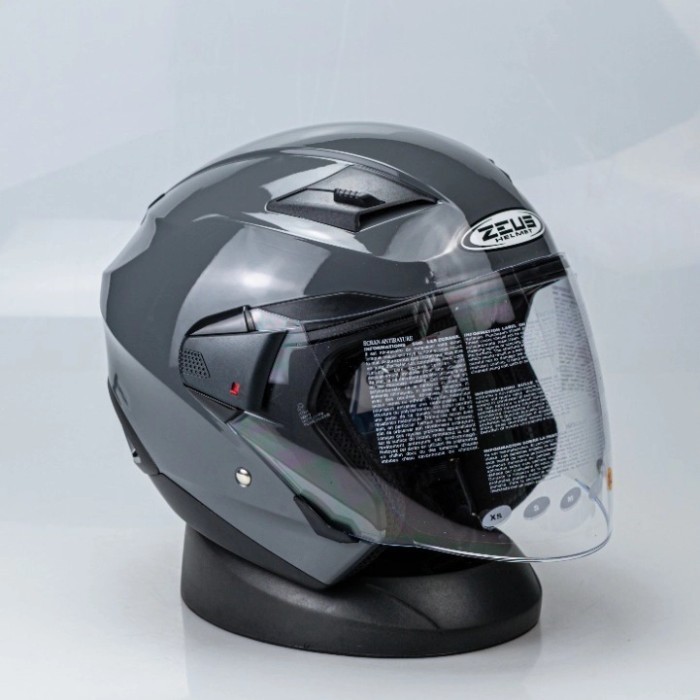 Jual Zeus 611 Grey Gloss 11C Helm Half Face Helm Harian Zeus White ...