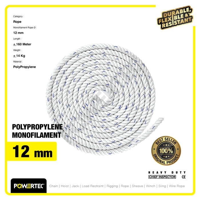 Jual Tali Tambang Pp 12Mm X 200M Polypropylene Pp Mono Rope Powertec ...