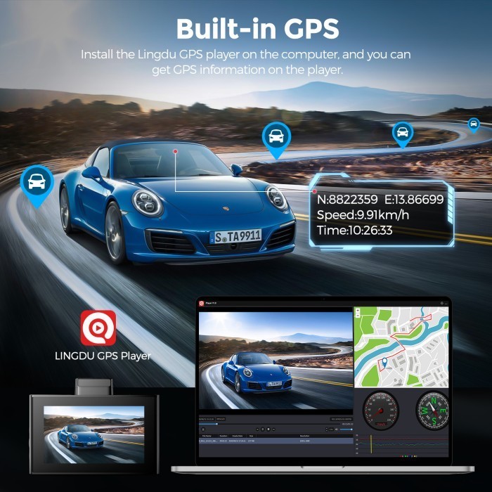 Jual Lingdu Dashcam Ld02- 5K (Front 4K+Rear 1K )-Night Vision-Gps Build In | Shopee Indonesia